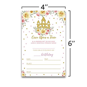 FujLoy Princess Birthday Invitation, Princess Birthday Party Invitations, Princess Party, Princess Castle Themed.（062）