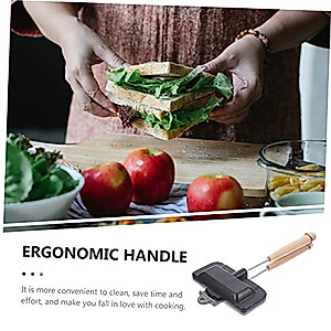 Housoutil Sandwich Pan Loaf Bread Pan Double Sided Baking Pan Nonstick Cookware Kitchen Gadget Snack Pan Home Sandwich Baking Plate Non Stick Aluminum, Wood Breakfast Machine Cheese Mold