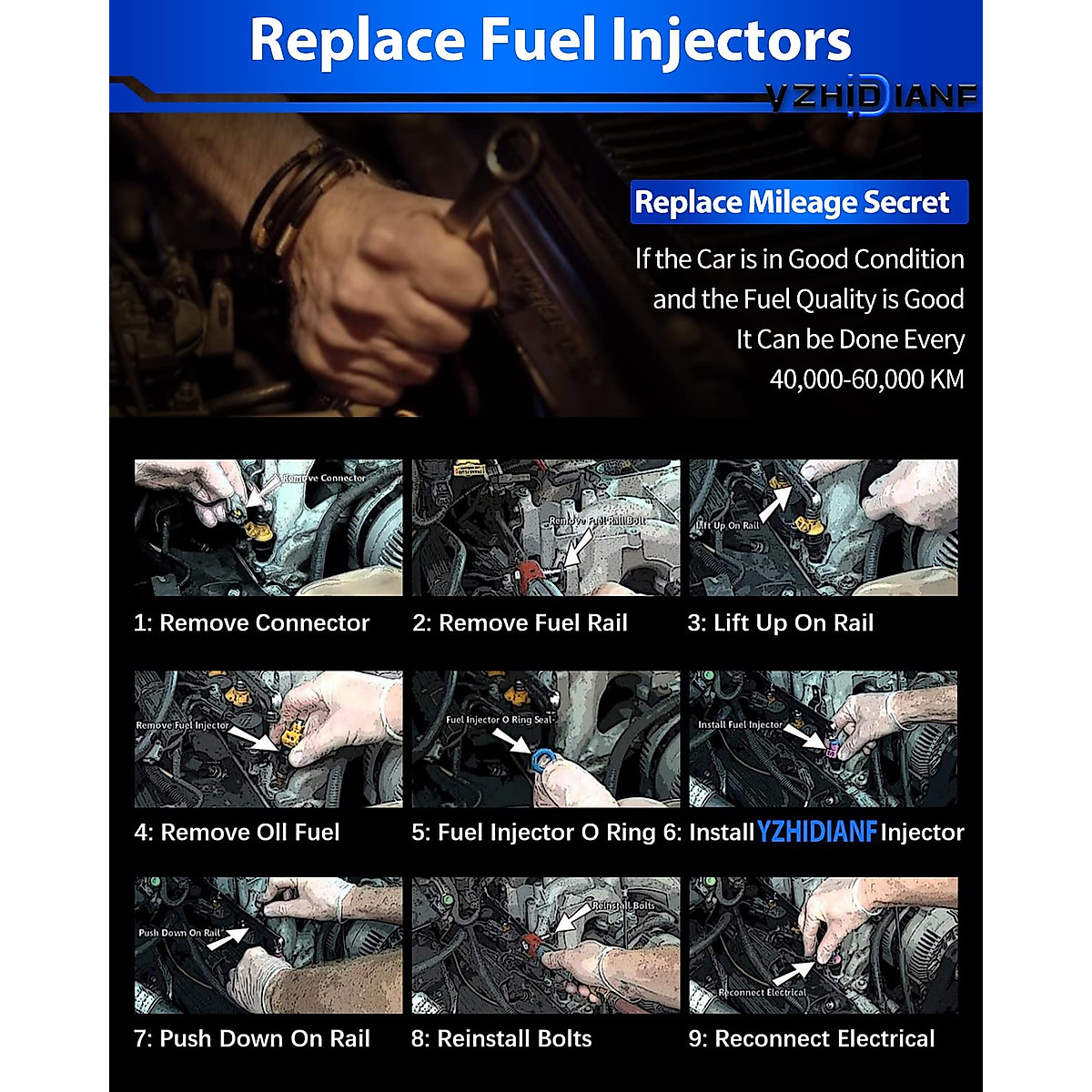 YZHIDIANF FJ817 Fuel Injectors Fits For:-Ford 2005 2006 2007 F150 F250 F350 Expedition Super Duty 5.4, For:-Lincoln Mark LT Navigator 5.4L, 5C3Z9F593DA 8S4Z9F593A 5C3Z-DC ​(8 Pcs)