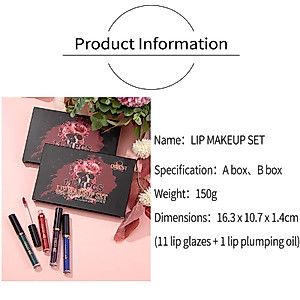 12 Colors Matte to Glitter Liquid Lipstick Set, Diamond Glitter Sparkly Lip Gloss Shimmer 24 Hour Long Lasting Waterproof Halloween Christmas Makeup Gift kit (A)