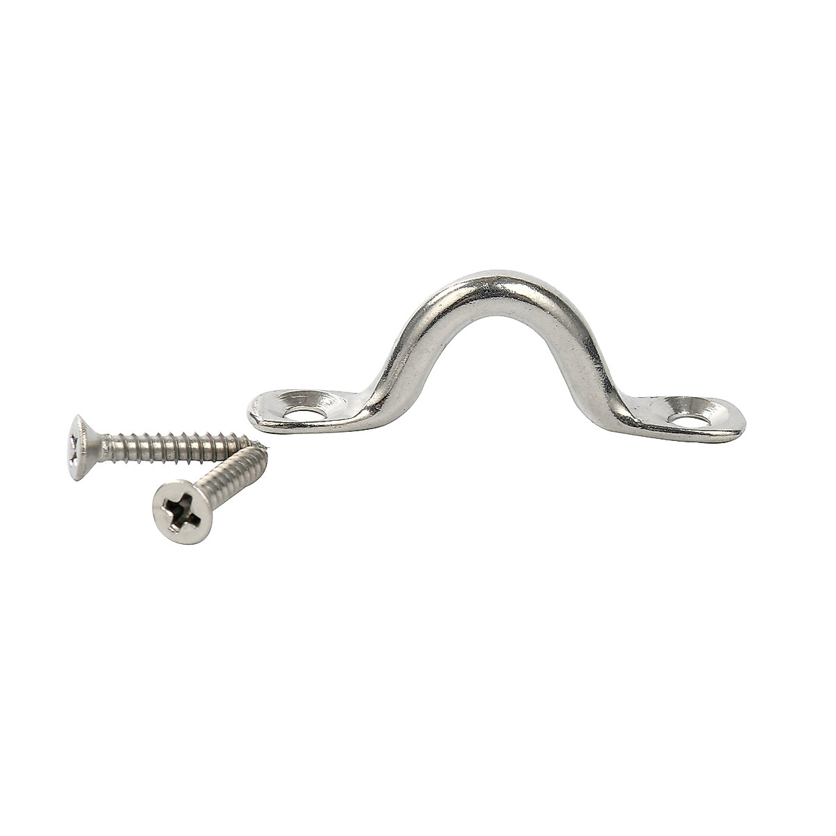 Amarine Made Pack of 8 Stainless Steel Bimini Boat Top PAD Eye, Eye Straps, Tie Down, Kayak Deck Loops, Tie Down Anchor Point, footman's Loop for Kayak Canoe Rigging