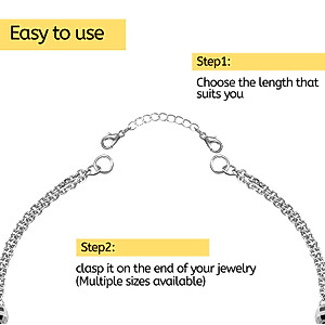 winee 30pcs Chain Extenders for Necklace, Necklace Extenders for Women Girls Bracelet Anklet Extender Stainless Steel Chain Extenders for Jewelry Making 2in 3in 4in 5in 6in (15 Gold, 15 Silver)