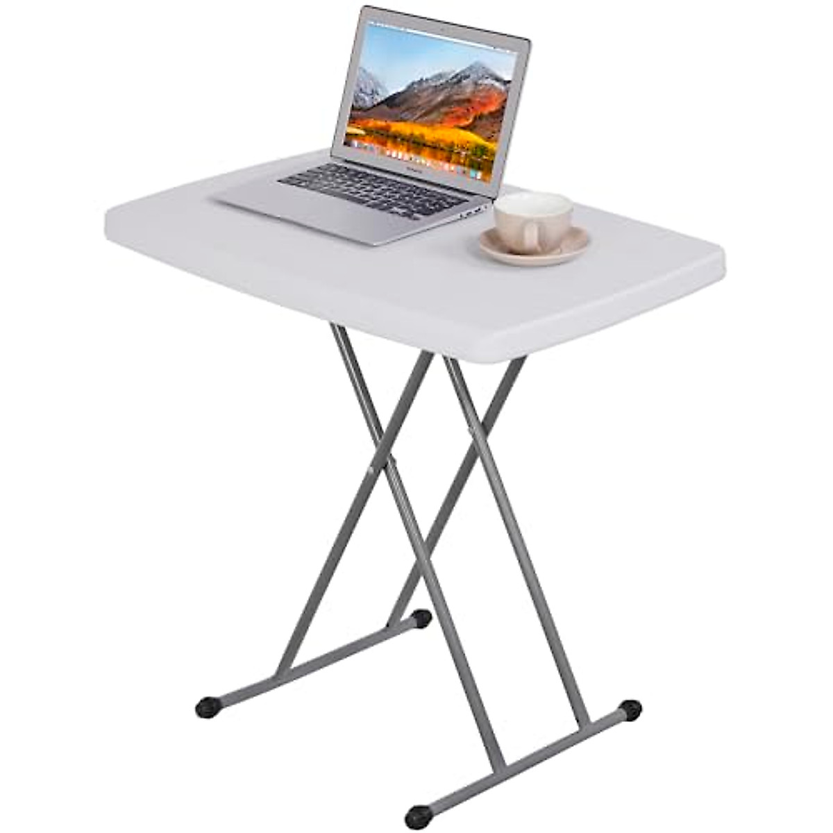 F2C 30-Inch Folding Table, Multi-Functional Personal Table,Portable and Adjustable Height for TV Trays, Laptop, Sewing,Ideal for Small Spaces,Camping Picnic Party Table On-The-Go Needs, White