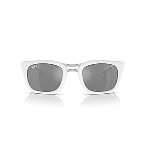 Ray-Ban RB8362M Square Sunglasses, White/Grey Mirrored Silver, 53 mm