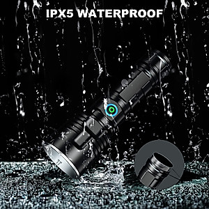 MILAOSHU Rechargeable Flashlights 900,000 High Lumens - 2 Pack, 12 Hours Powerful LED Flash Light with 3 Modes, Super Bright & IPX5 Waterproof Torch for Camping, Home, Emergencies