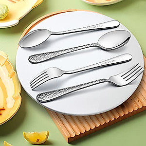 LIANYU 10-Piece Kids Silverware Set, Includes 5 Kid Spoons, 5 Kid Forks, Stainless Steel Toddler Utensils Children Flatware Set, Child Preschooler Cutlery Set, Dishwasher Safe