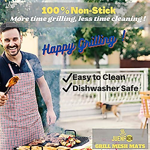 JUENFO Grill Mesh Mats for Outdoor Grill- 2020 Upgraded Reusable NonStick BBQ Grill Mesh Mat with Extreme Heat Resistance of 360°C/600°F for Long Use- Easy Clean 3 Pack Mesh Grill Mat for All Grills