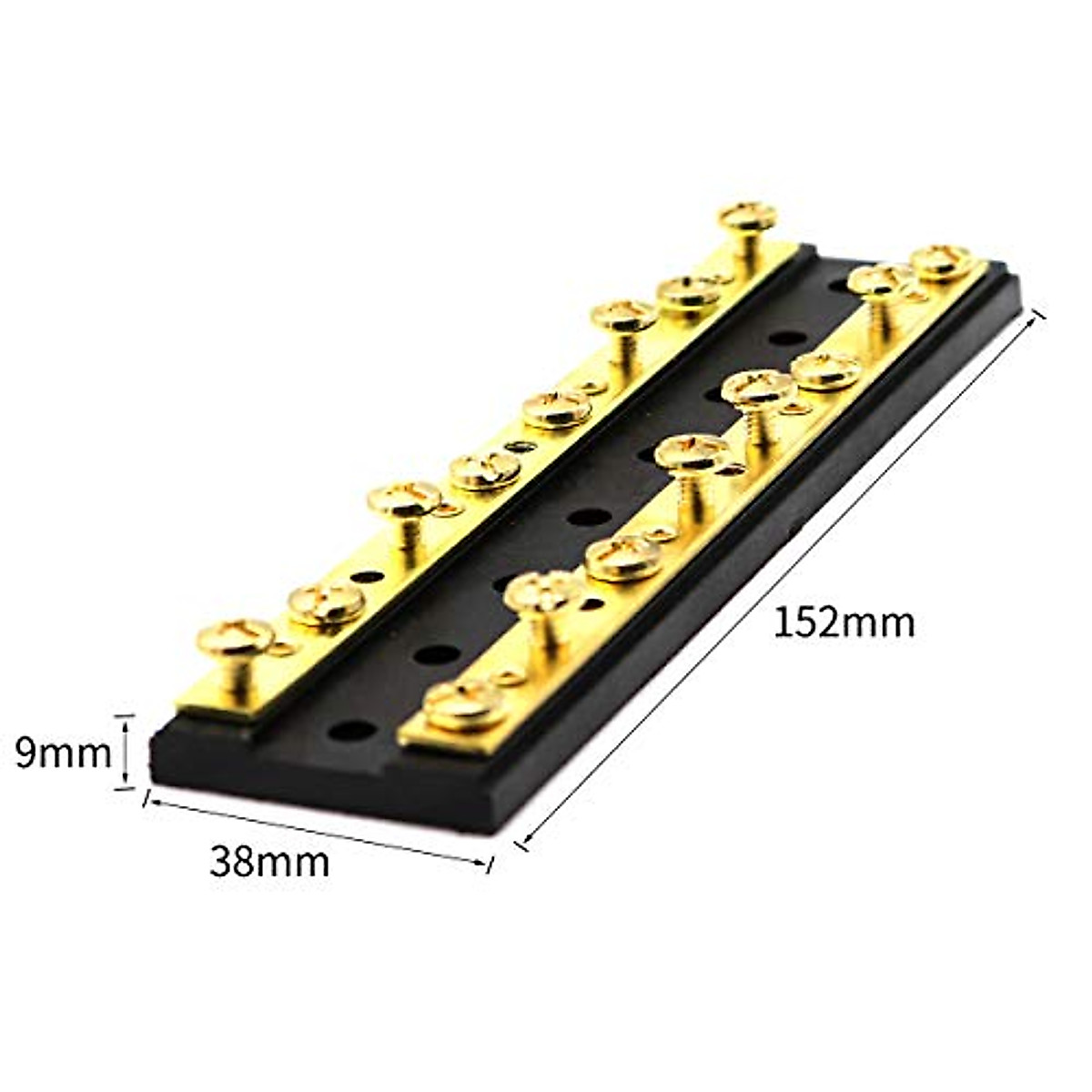 ZOOKOTO 8 Circuit Junction Block,32V DC 60A Dual Brass Bus Bar with Sixteen 8-32 Screw Terminals