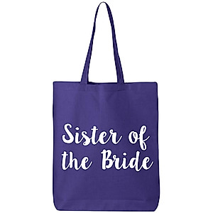 zerogravitee Sister of the Bride Cotton Canvas Tote Bag in Purple - One Size