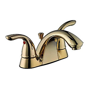 Glacier Bay Builders 4 in. Centerset 2-Handle Low-Arc Bathroom Faucet in Polished Brass
