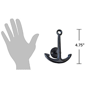 The Bridge Collection - Cast Iron Anchor Hook - Metal Indoor Outdoor Wall Hooks for Nautical, Lake House Decor - Coat, Towel, Key Hook (Navy Blue)