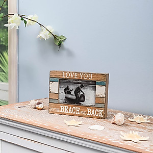 NIKKY HOME 4" x 6" Beach Photo Picture Frame Wooden Box Sign with Glass Cover for Tabletop and Wall Mounting