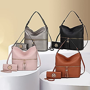 MKF Collection Hobo Purses for Women –Leather Handbag Womens Shoulder bag – Fashion Top Handle Pocketbook Wristlet Wallet Black