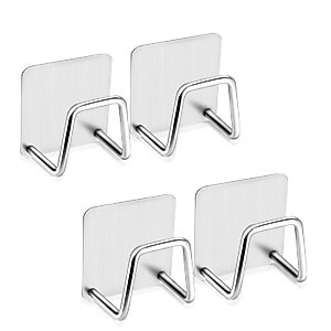 yeulluey 4Pcs Sponge Holder for Kitchen Sink, Strong Adhesive Small Sink Caddy Rustproof Waterproof Quick Drying Dish Holder SUS304 Stainless Steel