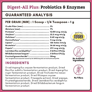 Wholistic Pet Organics: Dog Probiotics and Digestive Enzymes Powder - 2 oz - Dog Digestive Support Supplement Prevents Upset Stomach - Gut Health Digest All Probiotics for Dogs and Cats