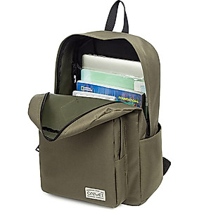 doumu Style School Backpack Travel Bag for Men Women Lightweight College Back Pack with Laptop Compartmen (Military green)