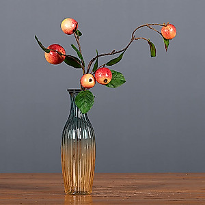 GWOKWAI 3Pcs Artificial Apple Branch, 19In Fake Apple Tree Simulation Lemon Branches with Artificial Fruit Apple for Home Wedding Party Garden Decoration Flower Arrangement Art