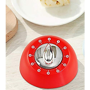 HOME-X Retro Kitchen Timer, Manual, Mechanical Wind-Up Cooking Timer-60 Minute Kitchen Timer-Countdown Timer-Vintage Red Timer– 3.25”D