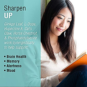 SOLARAY SharpMind, Cognitive Support Formula | with Ginkgo Leaf, L-Dopa, Huperzine A & More for Healthy Brain, Mood & Memory Support | 60 VegCaps