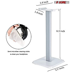 5 CORE Headphone Stand Headset Holder with Aluminum Supporting Bar Flexible ABS Solid Base for All Headphones Size HD STND (White)