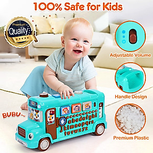 Baby Music Toy 12-18 Months Toddler School Bus Learning Toys for 1 Year Old Boys Girls Learn Alphabet, Number and Vocabulary Educational Light-Up Musical Toy Xmas Birthday Gift Toy for 1 2 3 Year Old