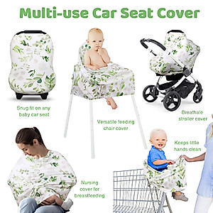Nursing Cover Breastfeeding Scarf, Car Seat Covers for Babies Infant Carseat Canopy, Stretchy Soft Breathable Multi-Use Cover Ups for Stroller High Chair Shopping Cart, Baby Essentials for Summer