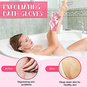 Tegeme 50 Pcs Exfoliating Gloves for Body, Double Sided Exfoliating Bath Gloves Shower Gloves for Women Deep Clean Skin for Spa Massage Beauty Skin Shower Scrubber Bathing Accessories (13 Colors)