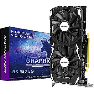 SHOWKINGS Radeon RX 580 8GB Graphics Card, 256Bit 2048SP GDDR5 AMD Video Card for Pc Gaming, DP HDMI DVI-Output, PCI Express 3.0 with Dual Fan for Office and Gaming