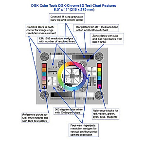 DGK Color Tools High Resolution 8.5x11" Chrome SD Professional Lens Test Chart, 3-Pack