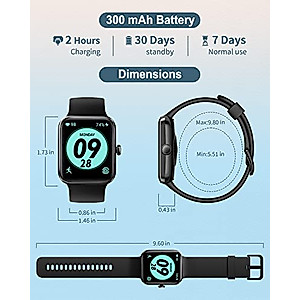 Smart Watch, Fitness Tracker with 24/7 Heart Rate Blood Oxygen Sleep Tracker, 5ATM Swimming Waterproof, Step Calorie Counter, 1.7" Touch creen Smartwatch for Men Women iPhone iOS Android