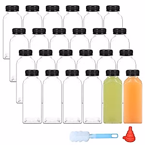 zmybcpack 24 pack 12 oz(350 ml) Clear PET Plastic Juice Bottles with Caps - Plastic Smoothie Bottles-Reusable Bulk Beverage Containers with Tamper Evident Lids for Juicing, Other Beverage