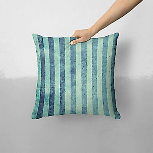 iiRov Transparent Clouds on Navy and Teal Verticle Stripes - Custom Decorative Home Decor Indoor or Outdoor Throw Pillow Cover Plus Cushion Set for Sofa, Bed or Couch (Pillow CASE Cover Plus Cushion)