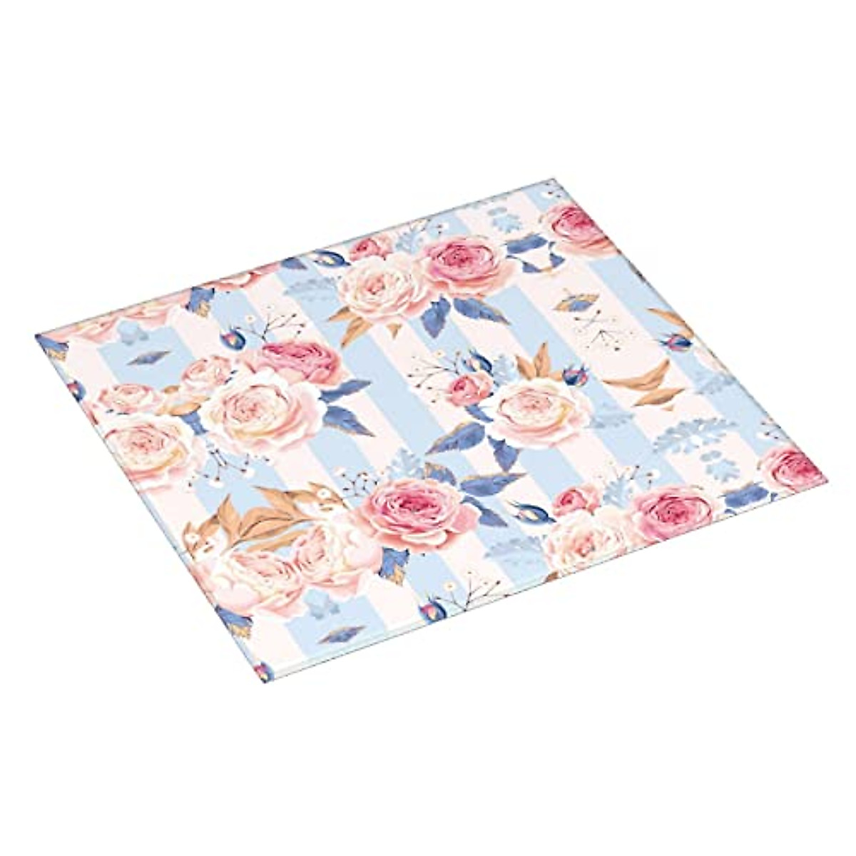 Flowers Stripe Printed Drying Mat For Kitchen Ultra Absorbent Microfiber Dishes Drainer Mats Non-Slip Silicone Quick Dry Pad - 18 X 16inch