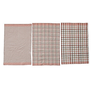 Creative Co-Op Cotton Grid Pattern, Set of 3, Multicolor Tea Towel, Multi