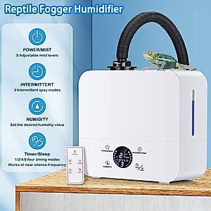 Reptile Humidifiers, Reptile Fogger for Terrariums, Smart Touch Screen Adjustable Fogger with Timer, Intelligent Constant Humidity Reptile Fogger for Reptiles/Amphibians