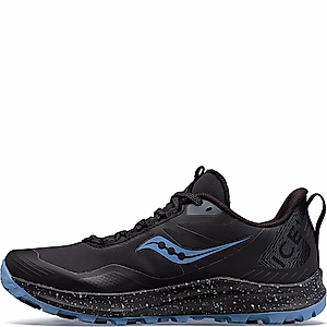 Saucony Women's Peregrine Ice+3 Trail Running Shoe, Black/Summit, 8.5
