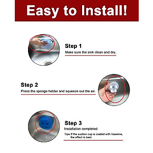 Sponge Holder,Suction Sponge Holder for Round Sponge,Non-Slip Suction Cups,Sink Organizer for Kitchen/Bathroom,Self Draining(No Sponges Included-1 Pack)