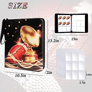 Trading Card Binder 900 Pockets, Football Card Binder Holder with 50 Removable Sleeves Fits 900 Sport Cards, Football Card Gifts Collector Album with Zipper Storage Display Case