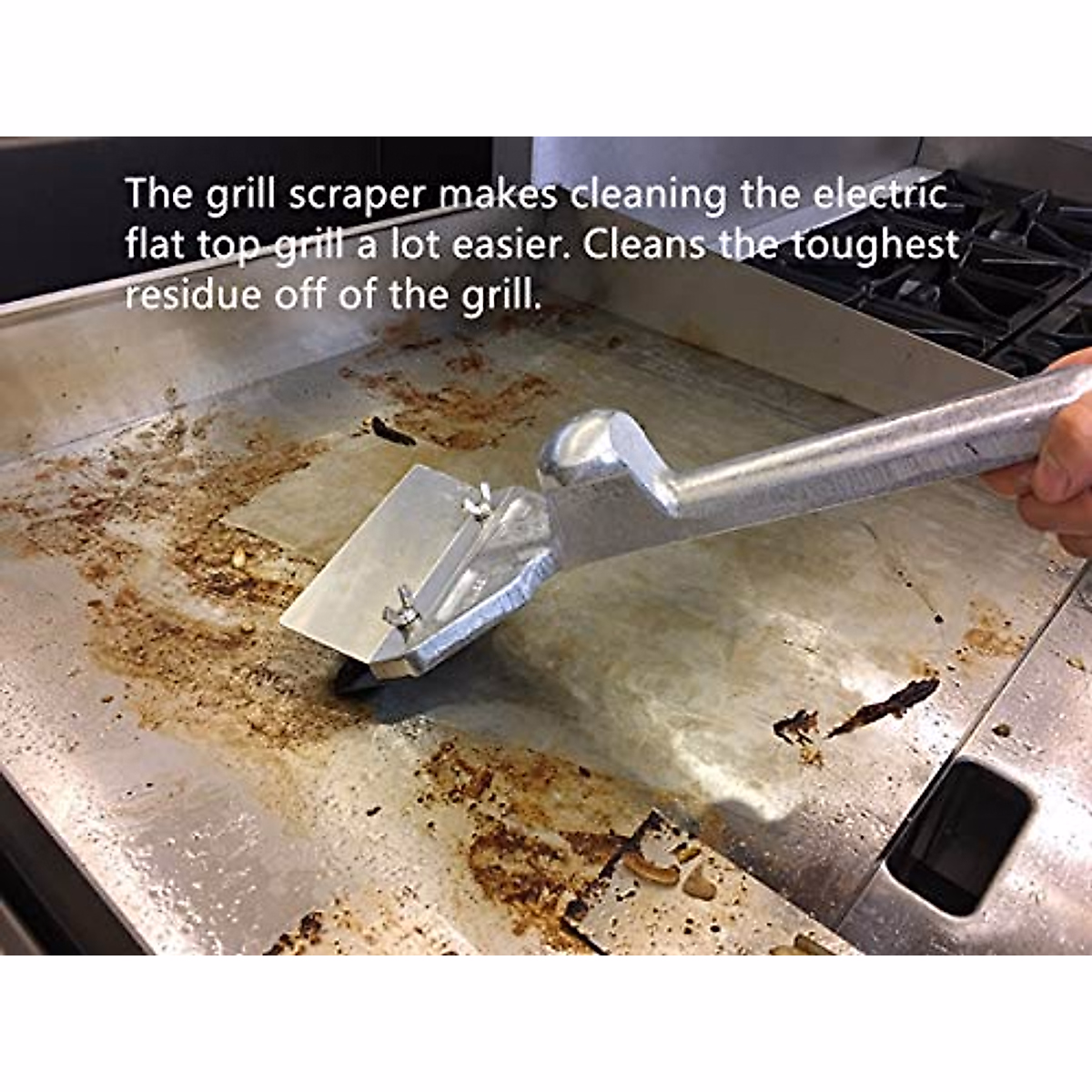 LRui Grill Scraper Heavy Duty Griddle Scraper Set with 5 Replacement Blades Flat Top Grill Accessories Griddle Cleaning Kit,for Outdoor Grill Cleaning