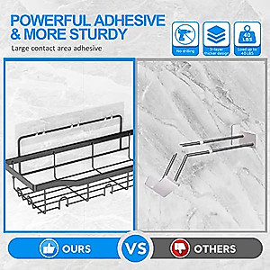 CBYJK Shower Caddy, 5 Pack Shower Shelves, Strong Adhesive Shower Organizer, No Drilling, Large Capacity, Rustproof Stainless Steel Bathroom Shower Organizer, Perfect for Bathroom, Kitchen