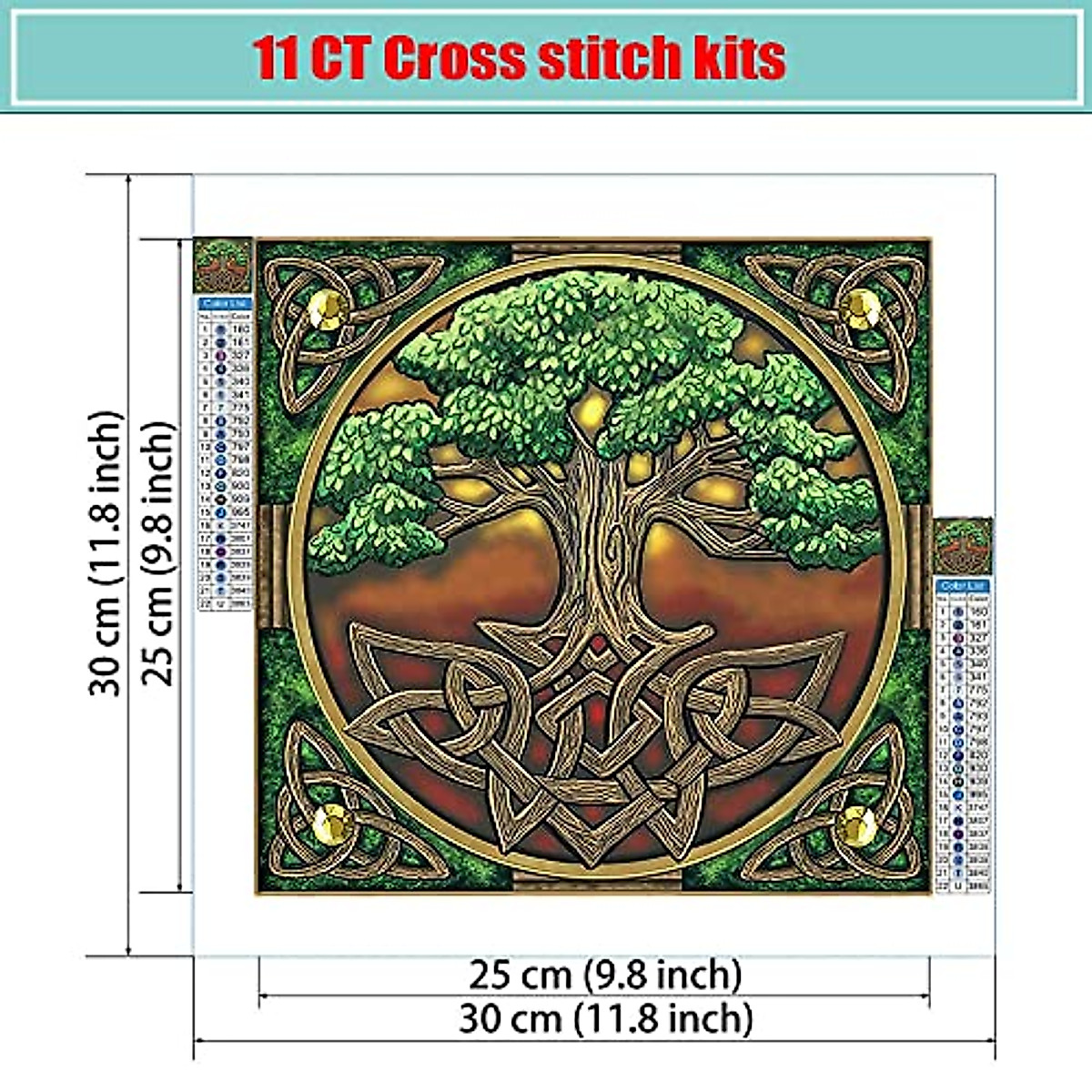 VIGEGU Tree Stamped Cross Stitch Kits, Counted Cross Stitch Kits for Adults Beginners,Embroidery Kits,Full Range of Cross-Stitch Stamped Kits Needlecrafts for Home Wall Decor 11.7X11.7 inch
