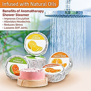 Essential Oil Shower Steamer Set, Vaporizing Shower Tablets with Holder, 7 Shower Bombs in Citrus Flavors, Aromatherapy Shower Steamers, Vapor Steam for Daily Use, Relaxation Gifts for Women