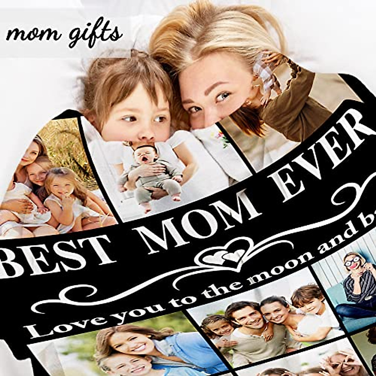 Prints Fun Personalized Picture Blanket for Best Mom Ever Mothers Day Birthday Gifts for Mom Customized Photo Throw Blanket for Mom, Grandma, Women