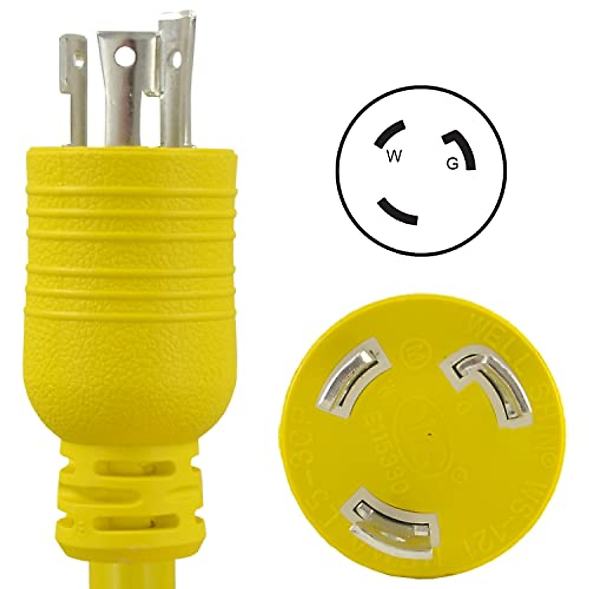 Conntek 14825 RV Generator Adapter with 30 Amp 3 Prong Locking Male Plug To RV 30 Amp Female Connector