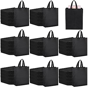 Silkfly 120 Pcs Non Woven Tote Bags Bulk 11.8 x 4 x 15 Inch Large Reusable Gift Bag Fabric Grocery Bags with Handles(Black)