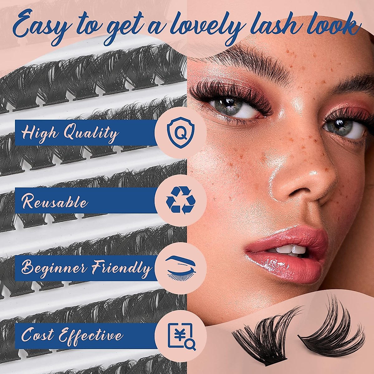 Lash Clusters 144 Pcs, Crislashes Cluster Lashes D Curl 12-18mm Mixed Fluffy Eyelash Clusters Wispy Manga Lashes Look Reusable at Home Lash Extension (Fluffy,D curl 12-18mm)