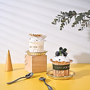 Abuhem 3 Inches Mini Cake Boards Stands Rounds 100pcs, Disposable Gold Mousse Cake Circle Cardboard with Coated Greaseproof Base Perfect for Cake Decorating for Wedding, Birthday, Party, Home (Gold)