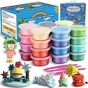 ifergoo Modeling Clay Kit - 24 Colors Magic Air Dry Ultra Light Clay, Safe & Non-Toxic, Great Gift for Children