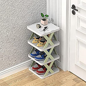 CUSNESTAL Stackable Shoe Rack for Closet, Shoe Organizer Storage for Entryway, Free Combination Shoe Cabinet for Home, 4-tie, Green