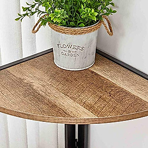 FATORRI Industrial Corner Shelf, 5 Tier Tall Corner Bookshelf, Wood and Metal Corner Bookcase (Rustic Oak)…